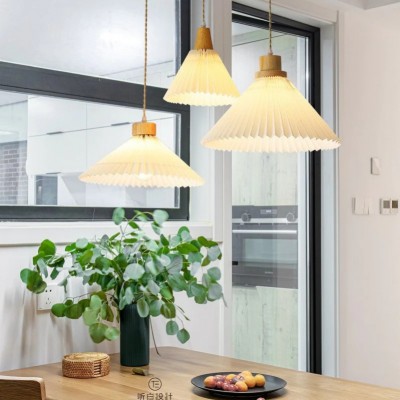 Modern Beige Pleated Pendant Light | Ping Lighting