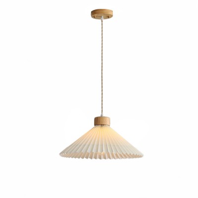 Modern Beige Pleated Pendant Light | Ping Lighting