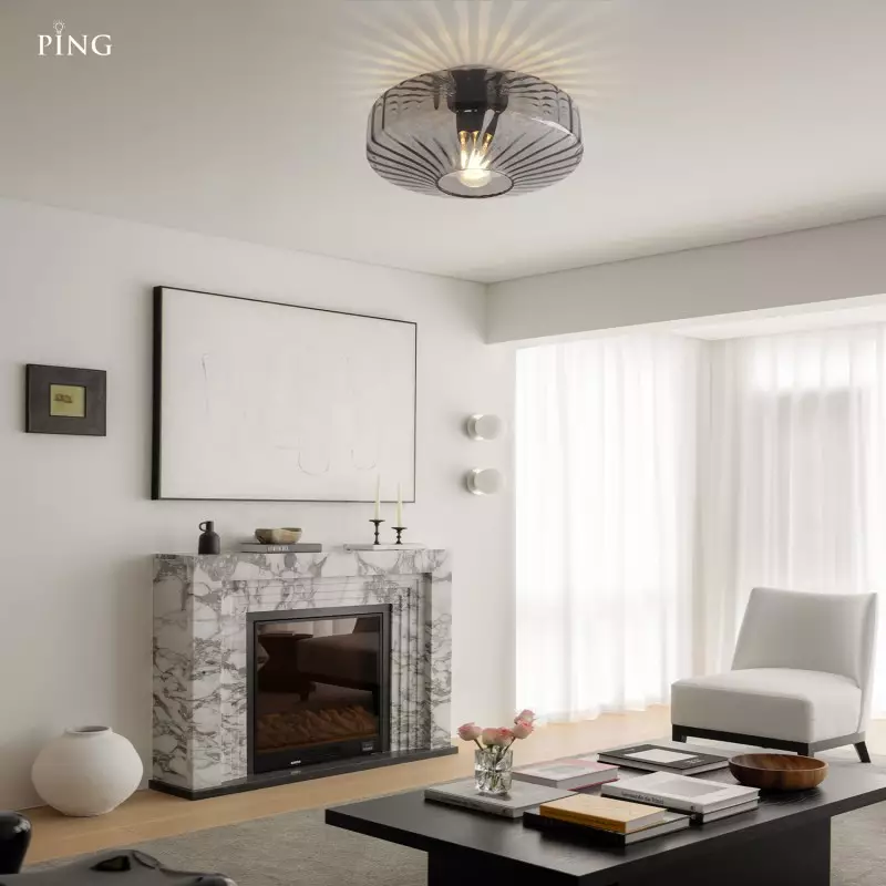 Retro Water Ripple Ceiling Light | Glass Ceiling Lamp | PingLighting