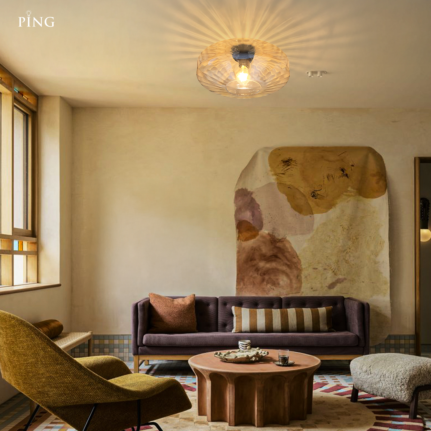 Retro Water Ripple Ceiling Light | Glass Ceiling Lamp | PingLighting