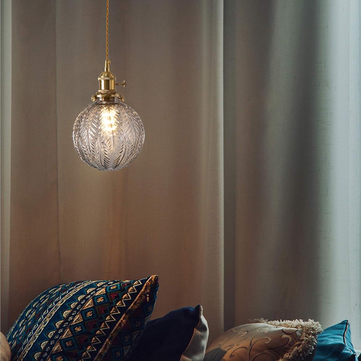 Feather Texture Globe-shaped Glass Shade | One-light Pendant Light ...