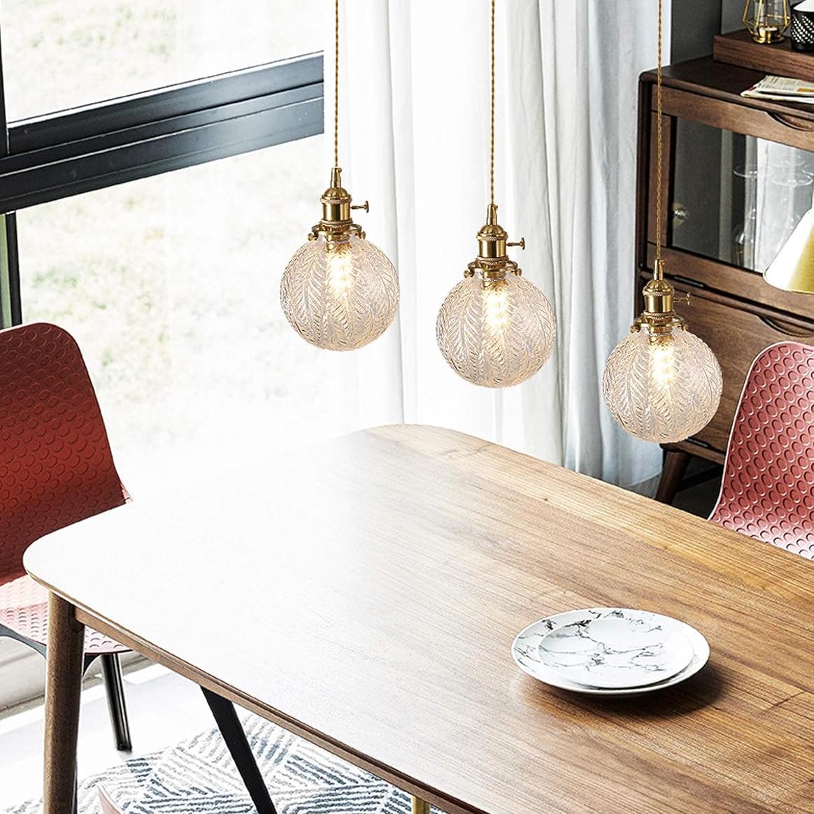 Feather Texture Globe-shaped Glass Shade | One-light Pendant Light ...
