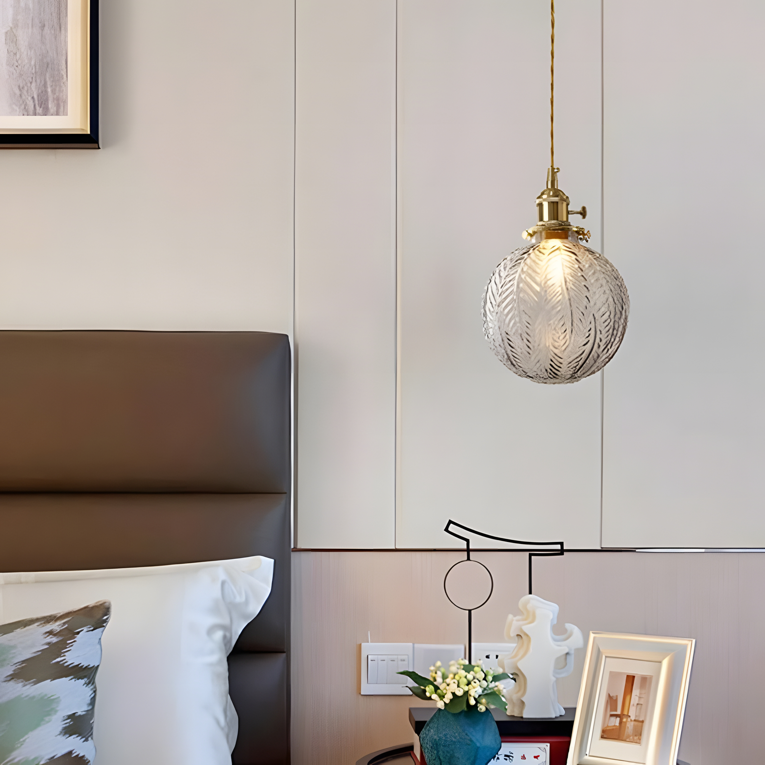 Feather Texture Globe-shaped Glass Shade | One-light Pendant Light ...