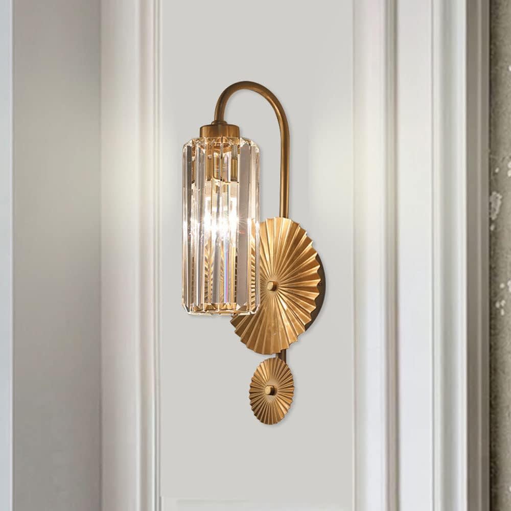 Crystal Stripe Wall Sconce | Gold Fluted Glass Wall Sconce | Ping Lighting