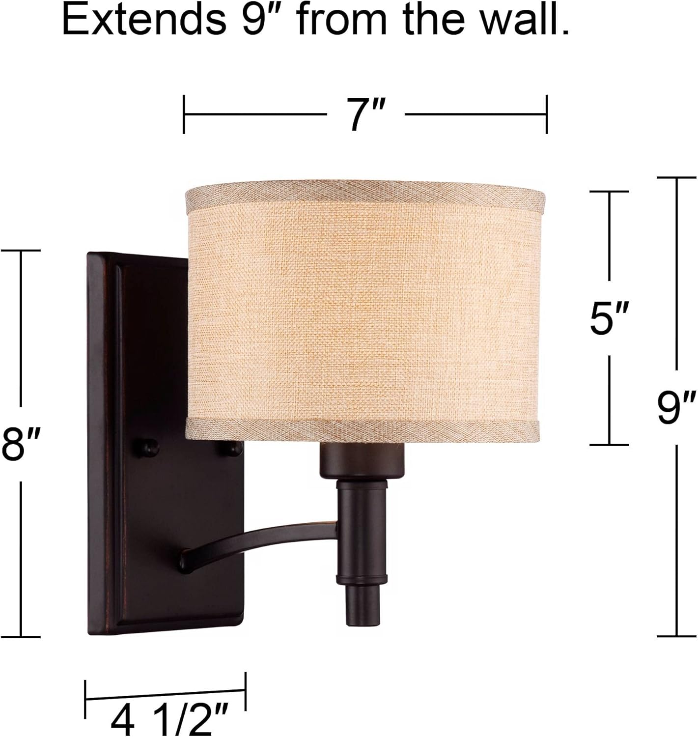 Linen Wall Lamps For Bedroom | Fabric Drum Living Room Wall Light ...