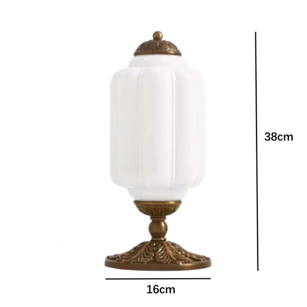 Vintage Brass Glass Textured Bedside Lamp | Farmhouse Black Glass Small ...